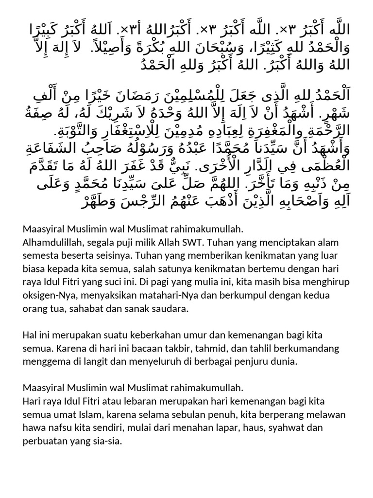 Khutbah Ied 2025 | PDF