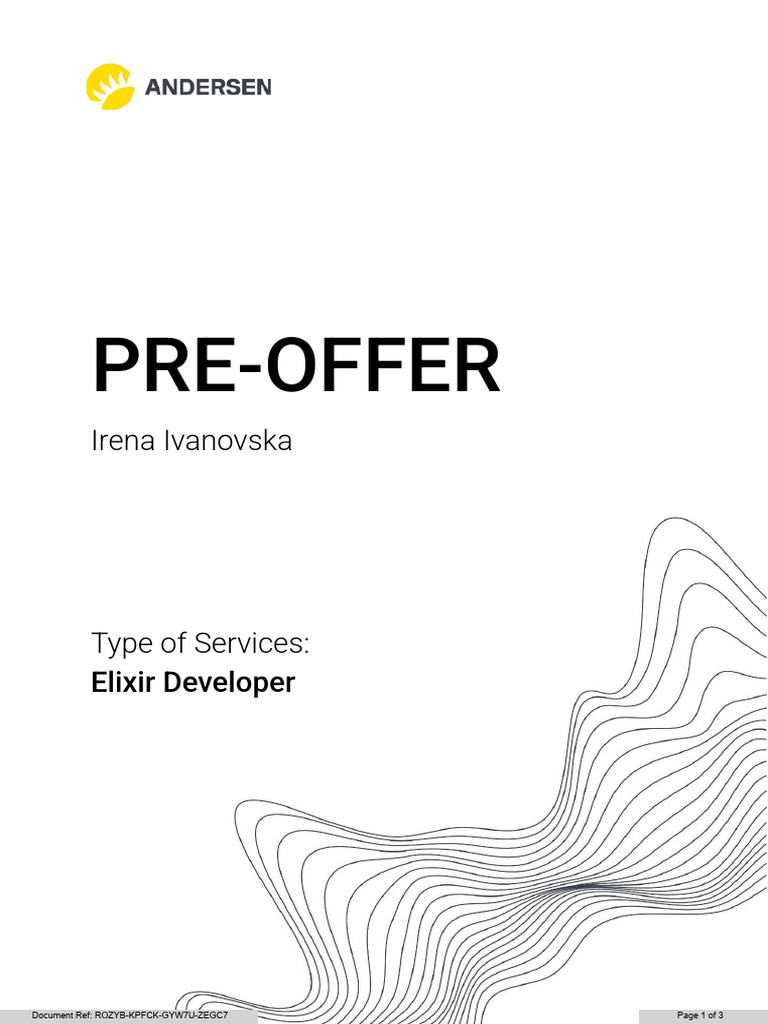 Elixir Developer Pre-Offer for Irena | PDF | Business