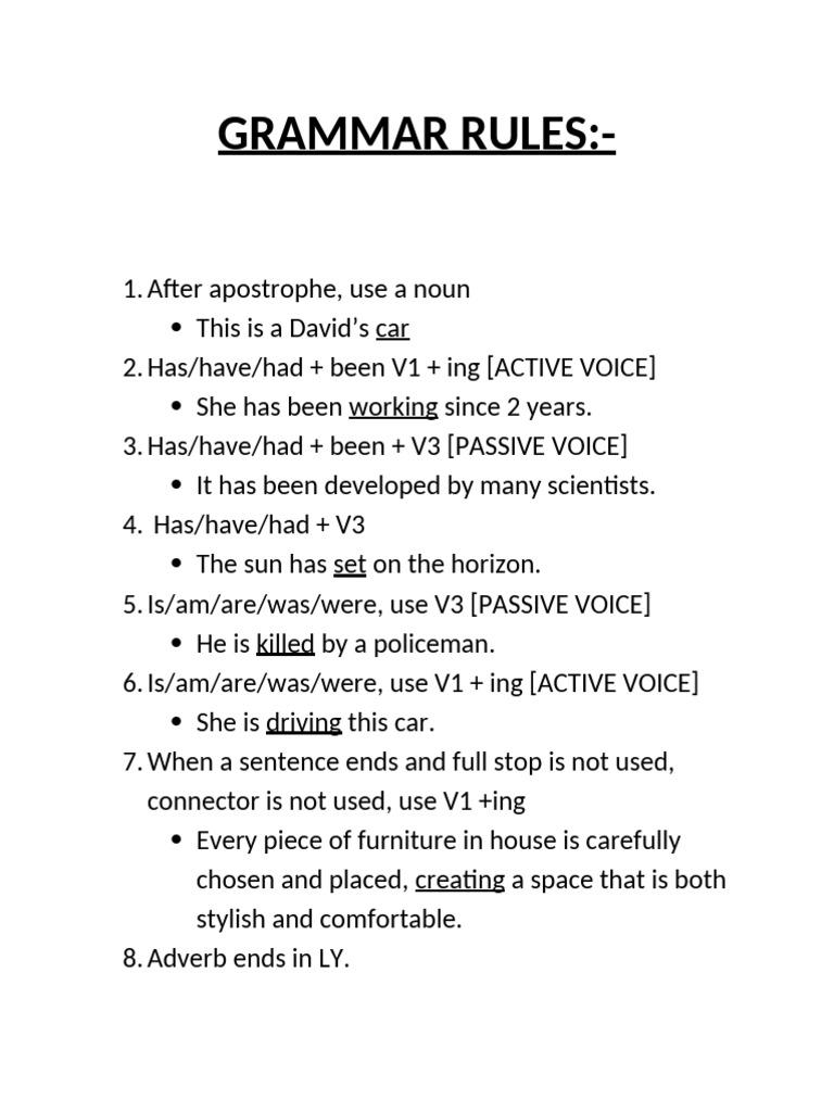 GRAMMAR RULES | PDF