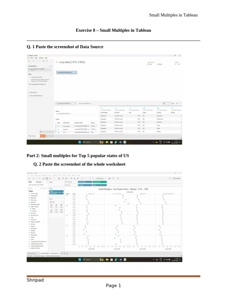Exercise 8 Small Multiples in Tableau | PDF | Agriculture