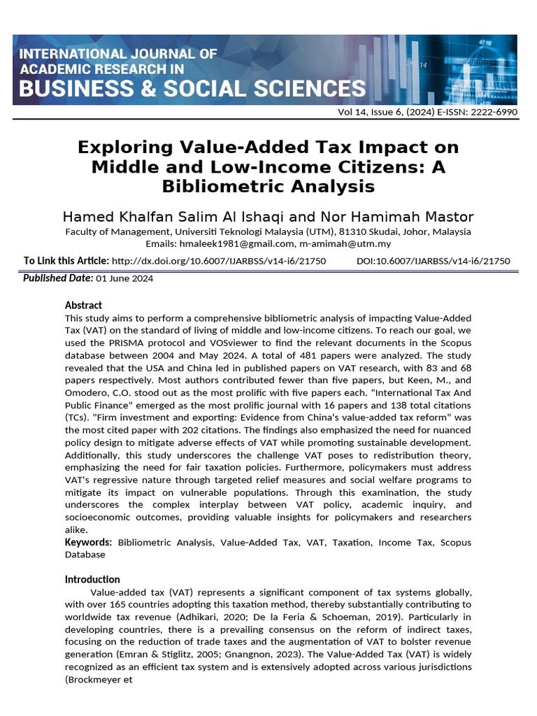 VAT Impact on Low-Income Citizens Analysis | PDF | Taxes | Value Added Tax