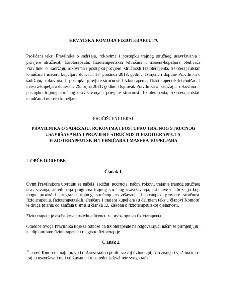 Pravilnik o Sadrzaju Rokovima I Postupku Trajnog Strucnog Usavrsavanja I Provjere Strucnosti ...