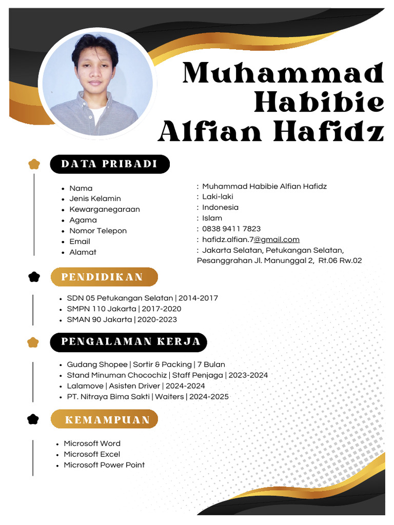 Putih Hitam Emas Modern Profesional CV Resume Riwayat Hidup - 20250408 ...