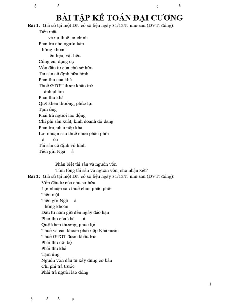 8. BÀI TẬP KTDC | PDF