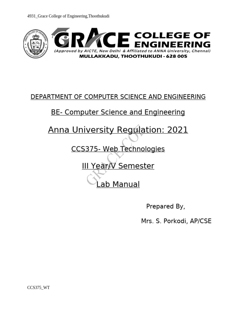 V CSE CCS375 WT LabManual | PDF | Software Development | Software Engineering