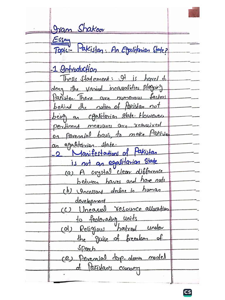 Pakistan Is An Egalitarian State. | PDF