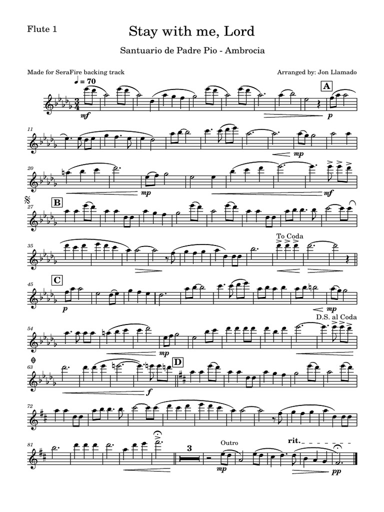 Stay with Me, Lord - Flute Arrangement | PDF