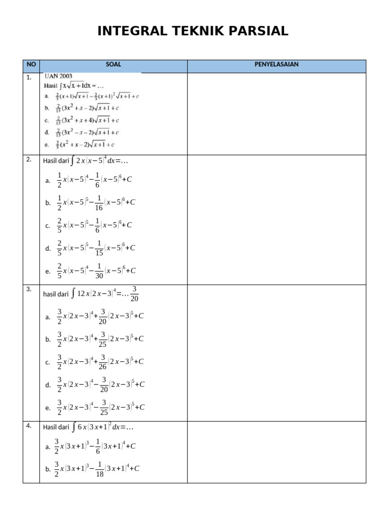 INTEGRAL - Teknik Parsial | PDF