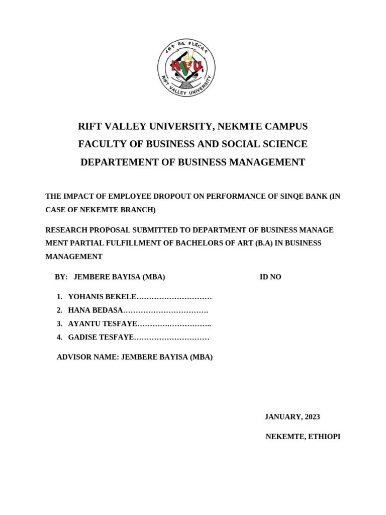 Employee Dropout Impact on Sinqe Bank | PDF | Microfinance | Employee ...