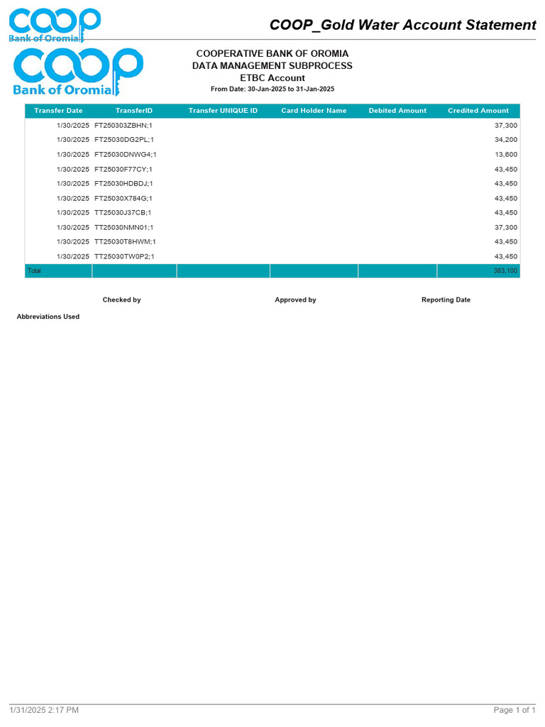 COOP - Gold Water Account Statement | PDF