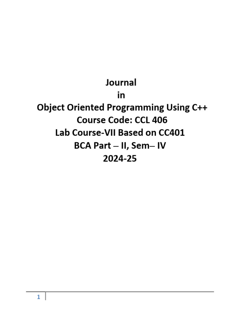 BCA-II Sem-IV CPP Journal 2024-25 | PDF | Computer Engineering | Computer Science
