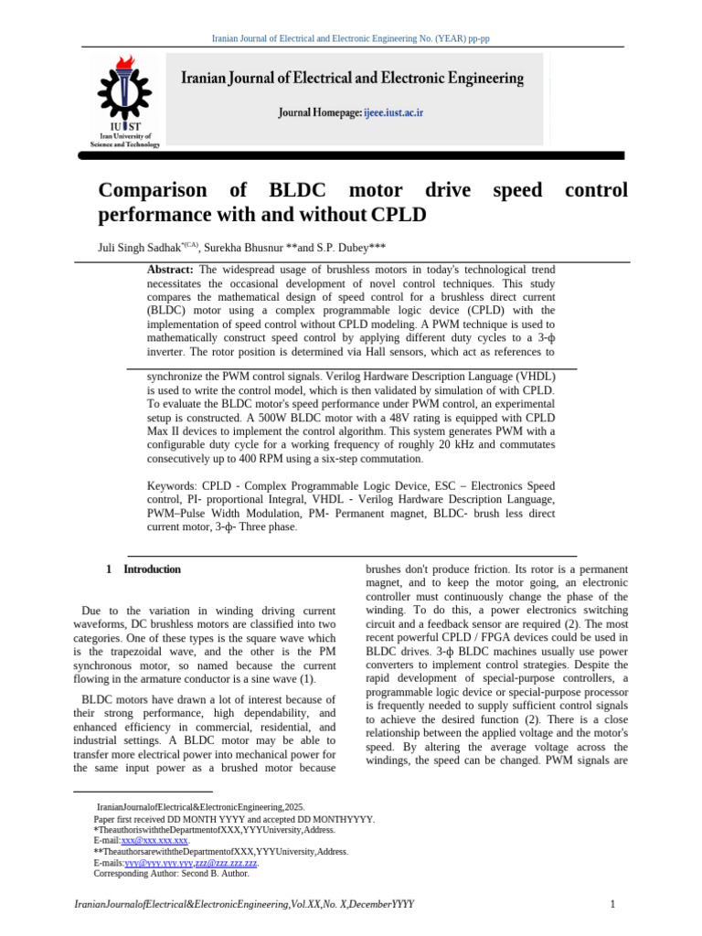 Ijeee Comparision Of Bldc Motor Drive Pdf Electric Motor 5670
