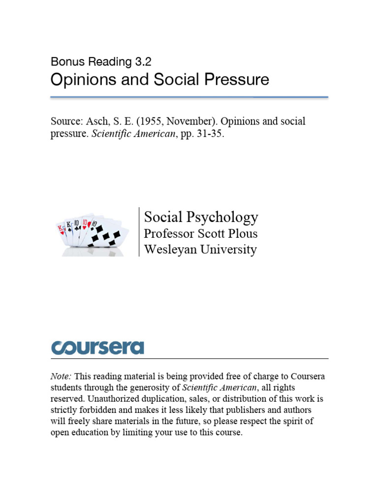 Asch's 1955 Study on Social Pressure | PDF