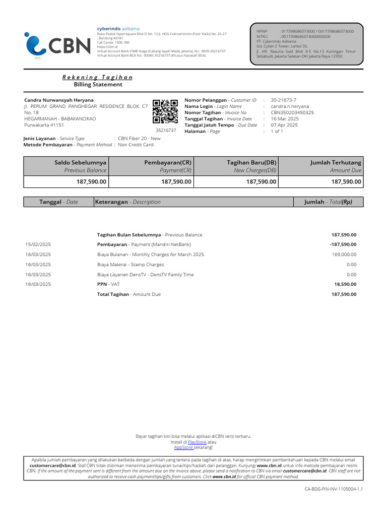 CBN Billing and Payment Instructions | PDF