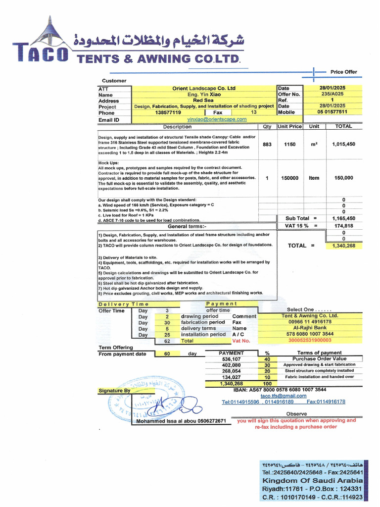 Shading Facility Tensile Steel Structure Frm TACO | PDF