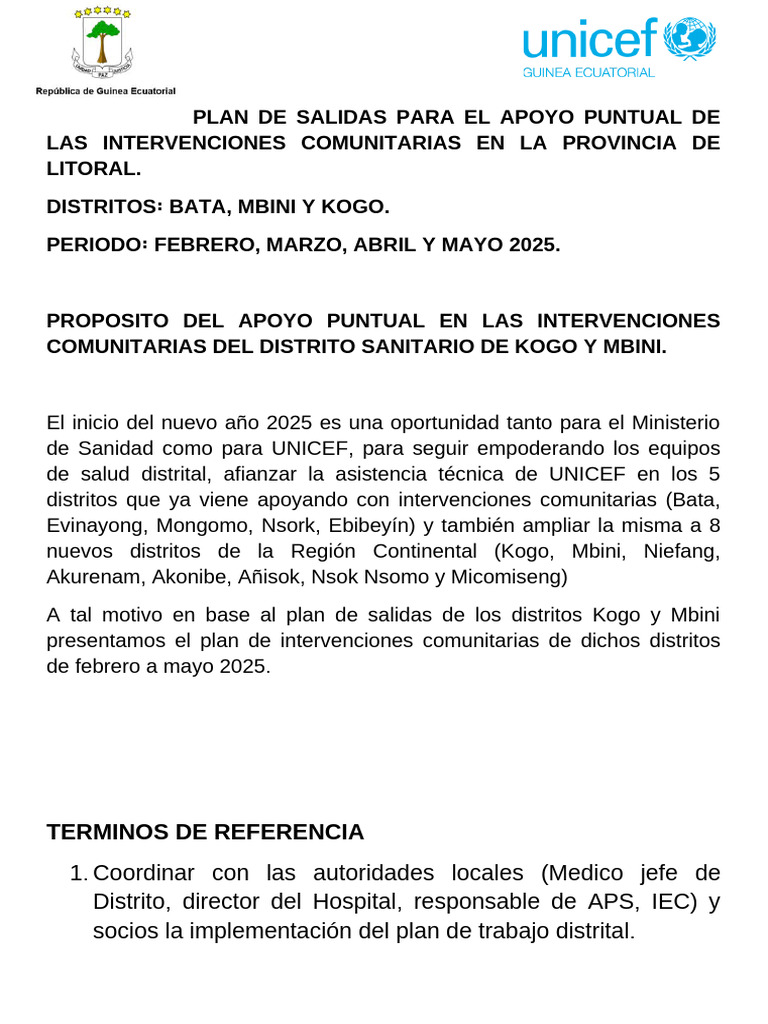 Plan de Actividades Kogo y Mbini | PDF