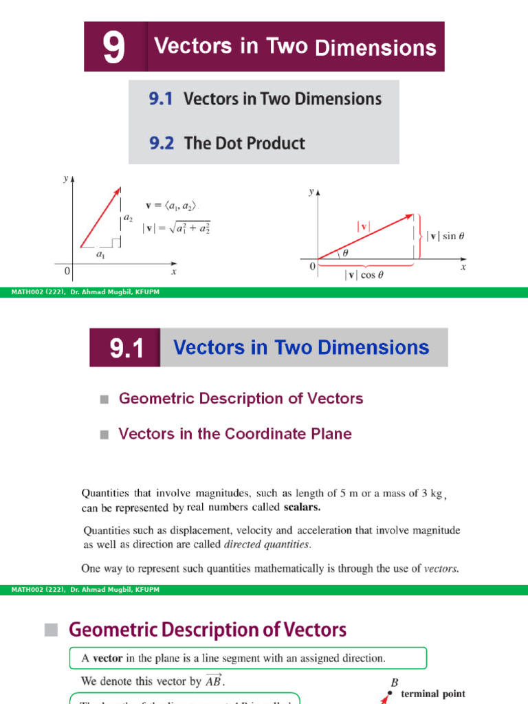 9.1 Vectors in Two Dimensions | PDF