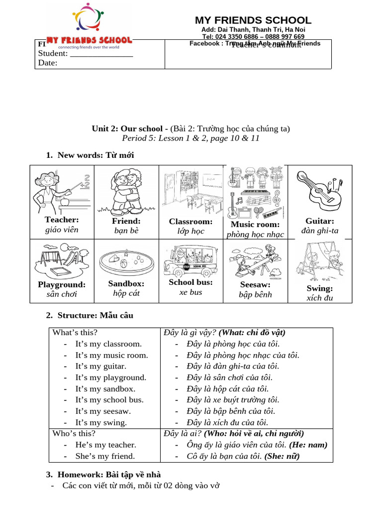 First Friends 2 - Unit 2 - Lesson 1,2 - Worksheet | PDF
