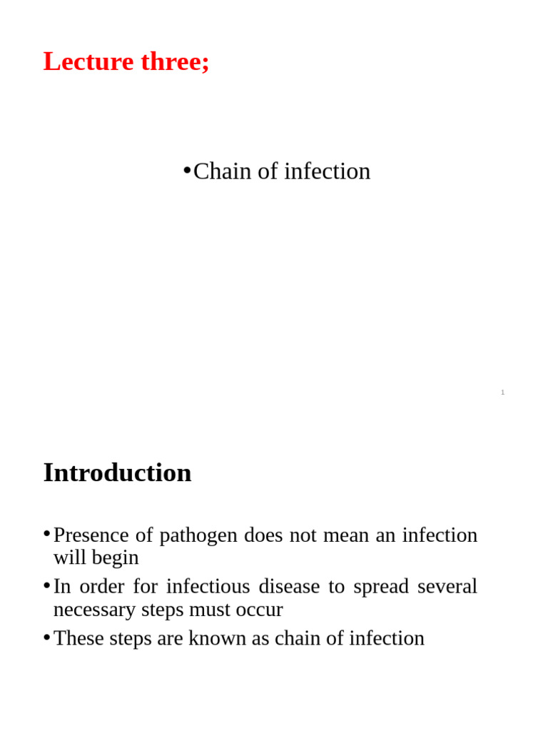 Lecture 3 - CHAIN OF INFECTION | PDF | Disinfectant | Infection