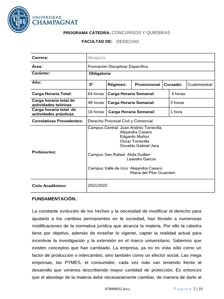 Programa - Concursos y Quiebras 2021 | PDF | Bancarrota | Liquidación