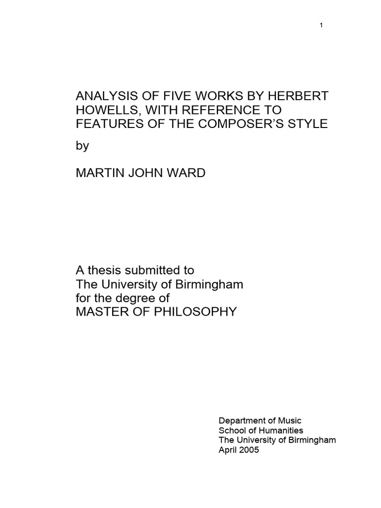 Howells' Musical Style Analysis | PDF | Chord (Music) | Mode (Music)