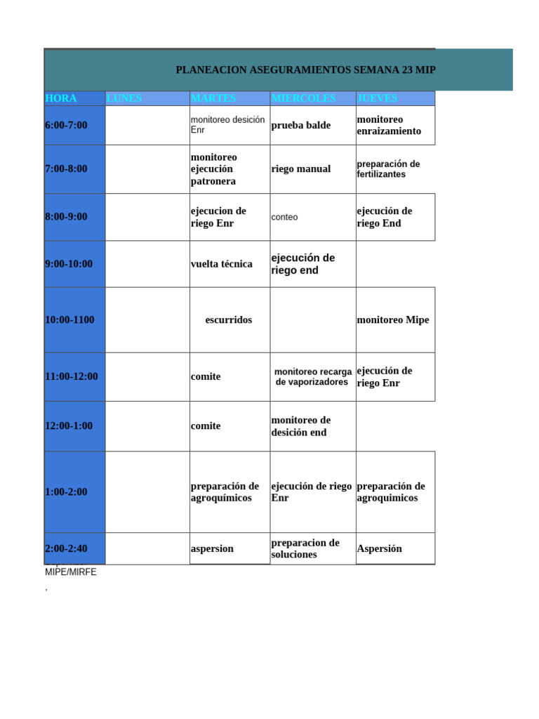 Aseguramiento WK 23 MIPE MIRFE | PDF