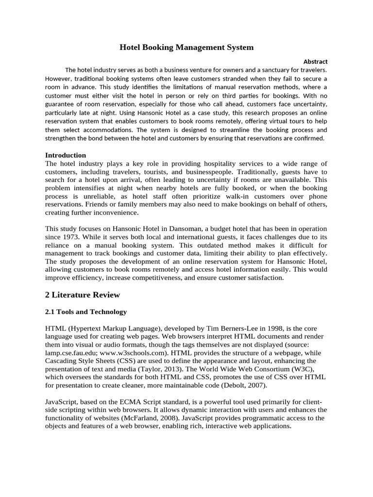 Hotel Reservation System Paper | PDF | World Wide Web | Internet & Web