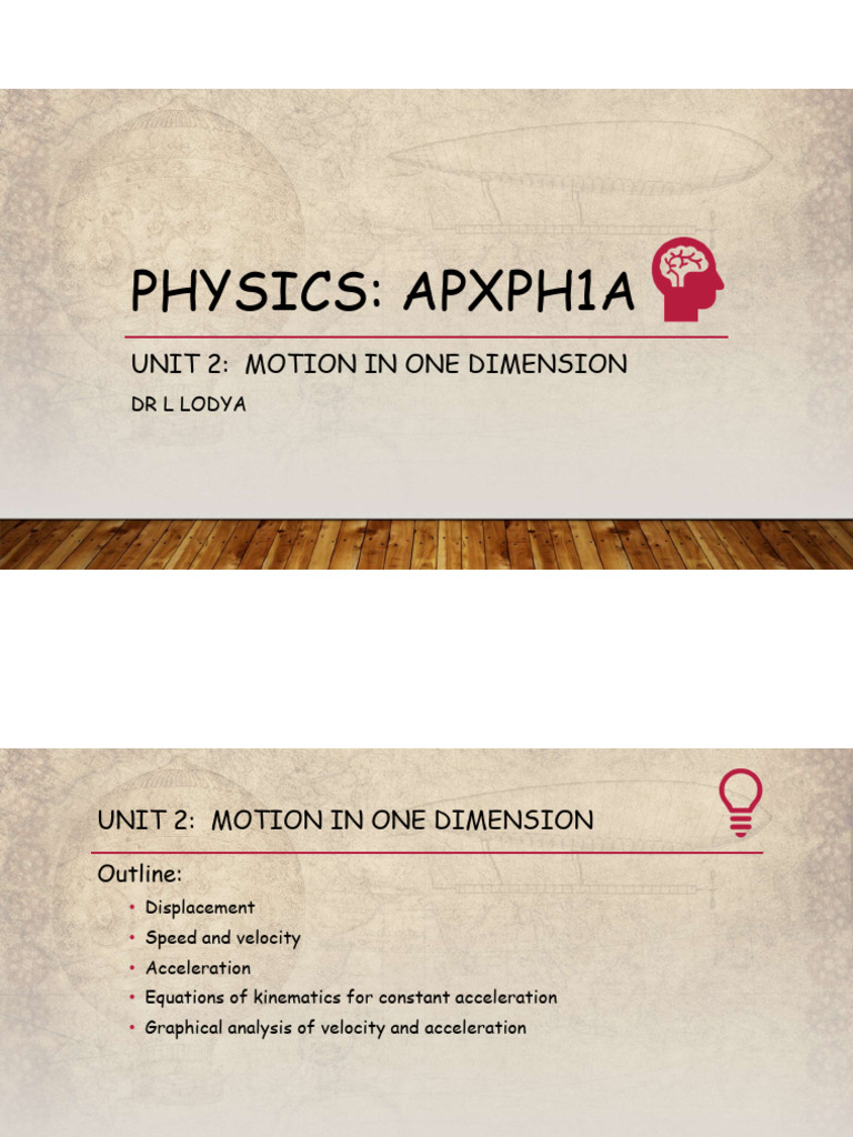 LEARNING UNIT 2_MOTION IN ONE DIMENSION.pdf | PDF | Kinematics | Velocity