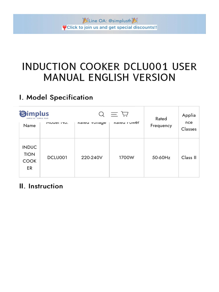 DCLU001 Induction Cooker User Manual | PDF | Cookware And Bakeware ...