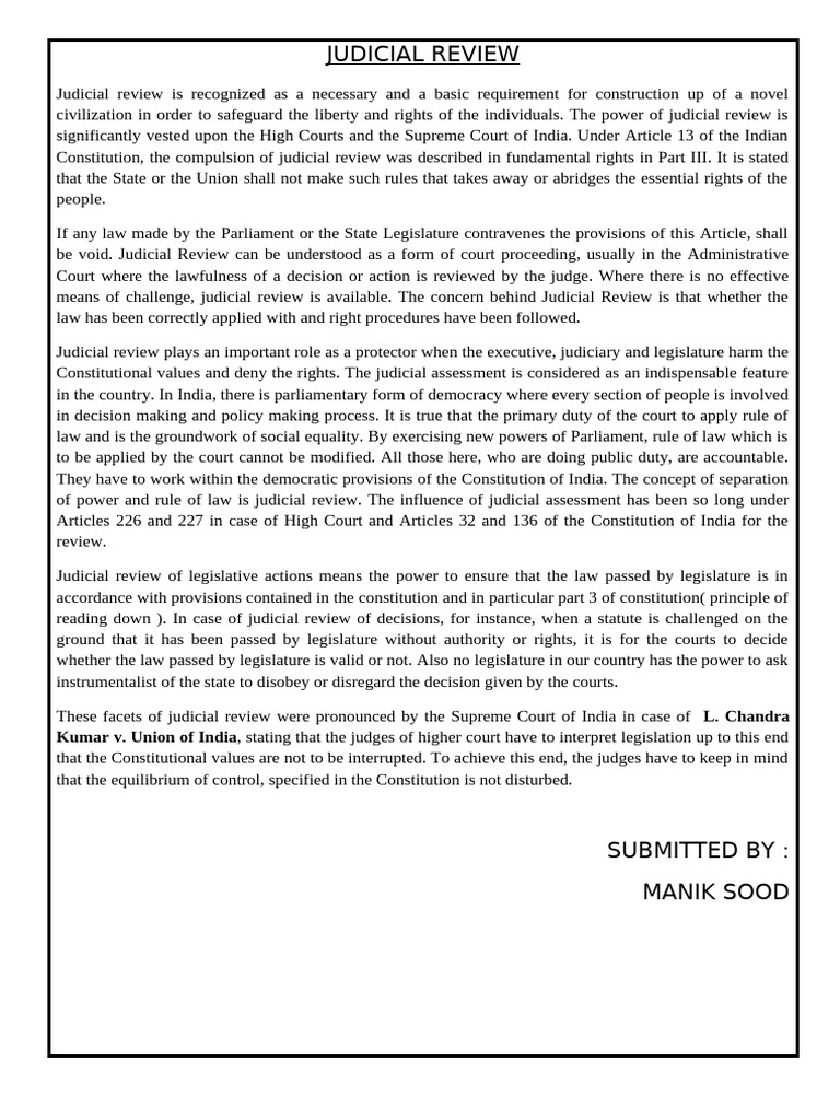 Judicial Review Write Up | PDF | Judicial Review | Judiciaries