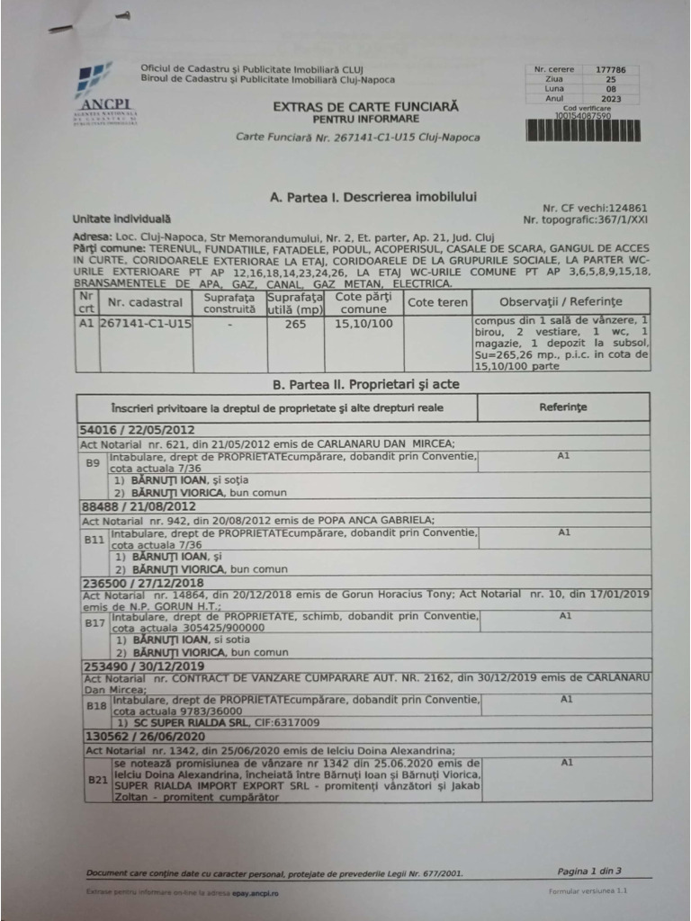 Extras Carte Funciara | PDF