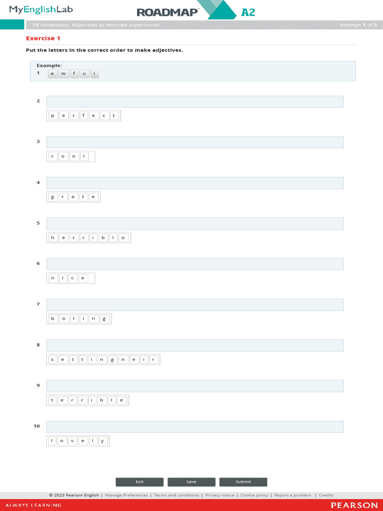 Exercise 1 - Mode Solve - Unit 5 5B Vocabulary Adjectives To Describe Experiences - BaharDönemi ...