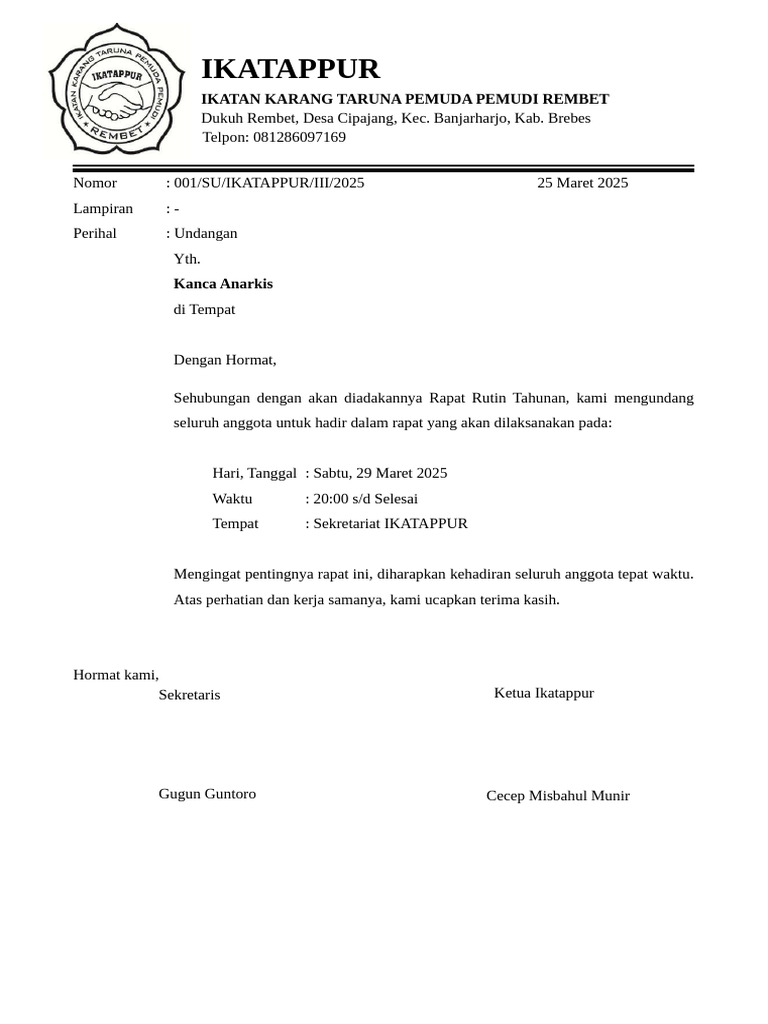 Surat Rapat | PDF