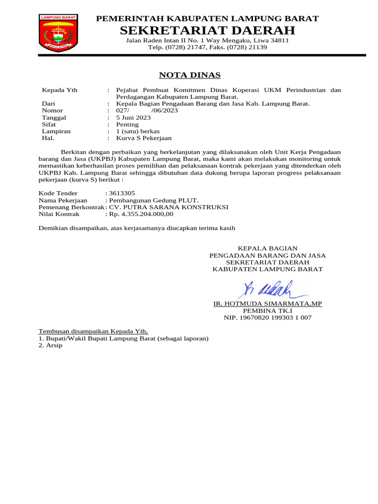 Nota Dinas PPK | PDF