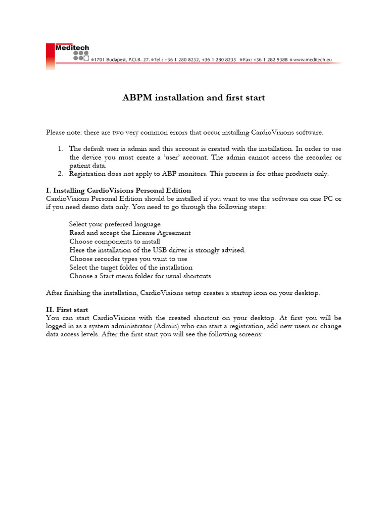 ABPM Installation and First Start | PDF