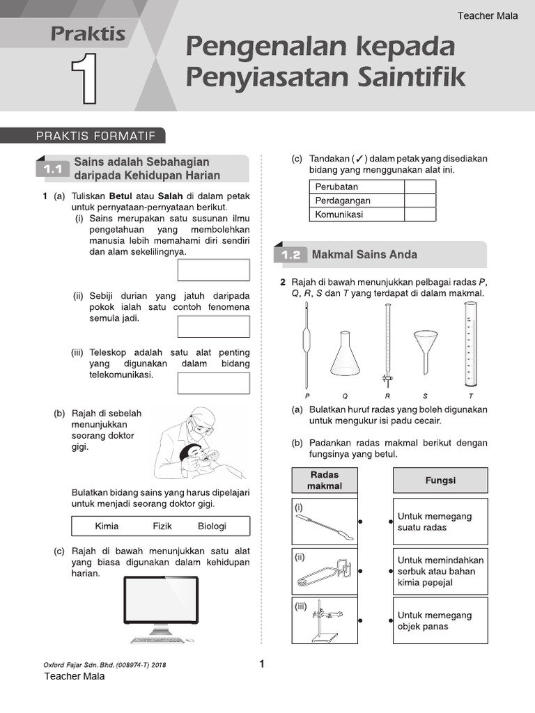 Latihan T1 Sains Bab 1 pg1-3 - 28th Mac 2025 | PDF