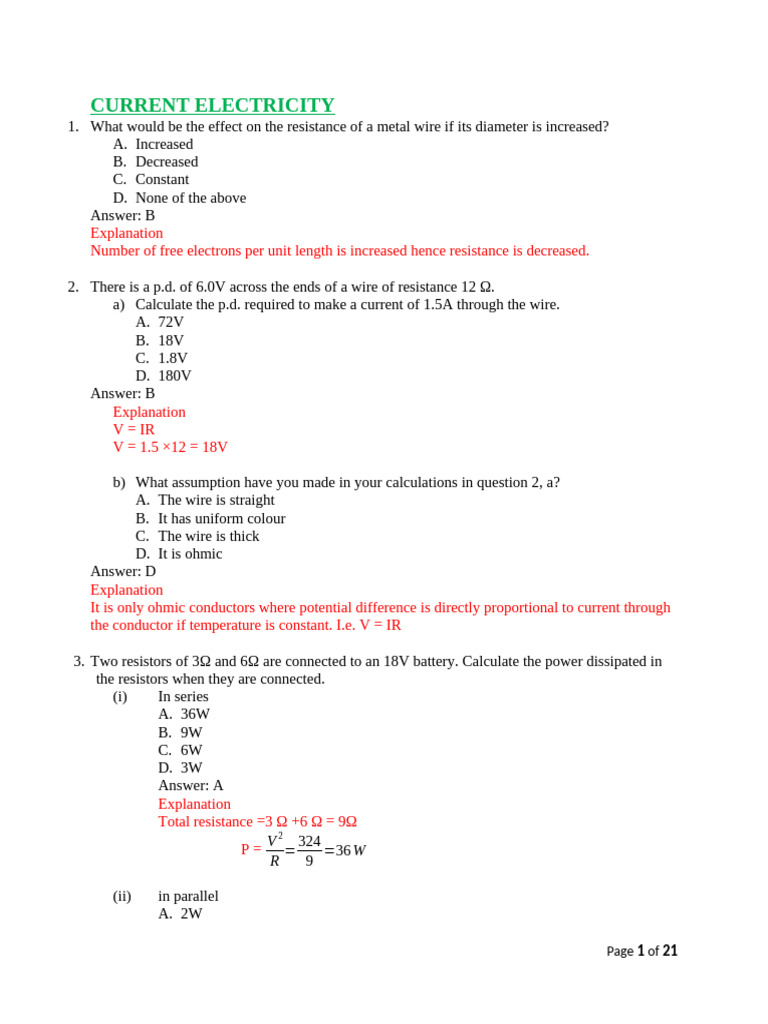 Current Electricity II | PDF | Voltage | Resistor