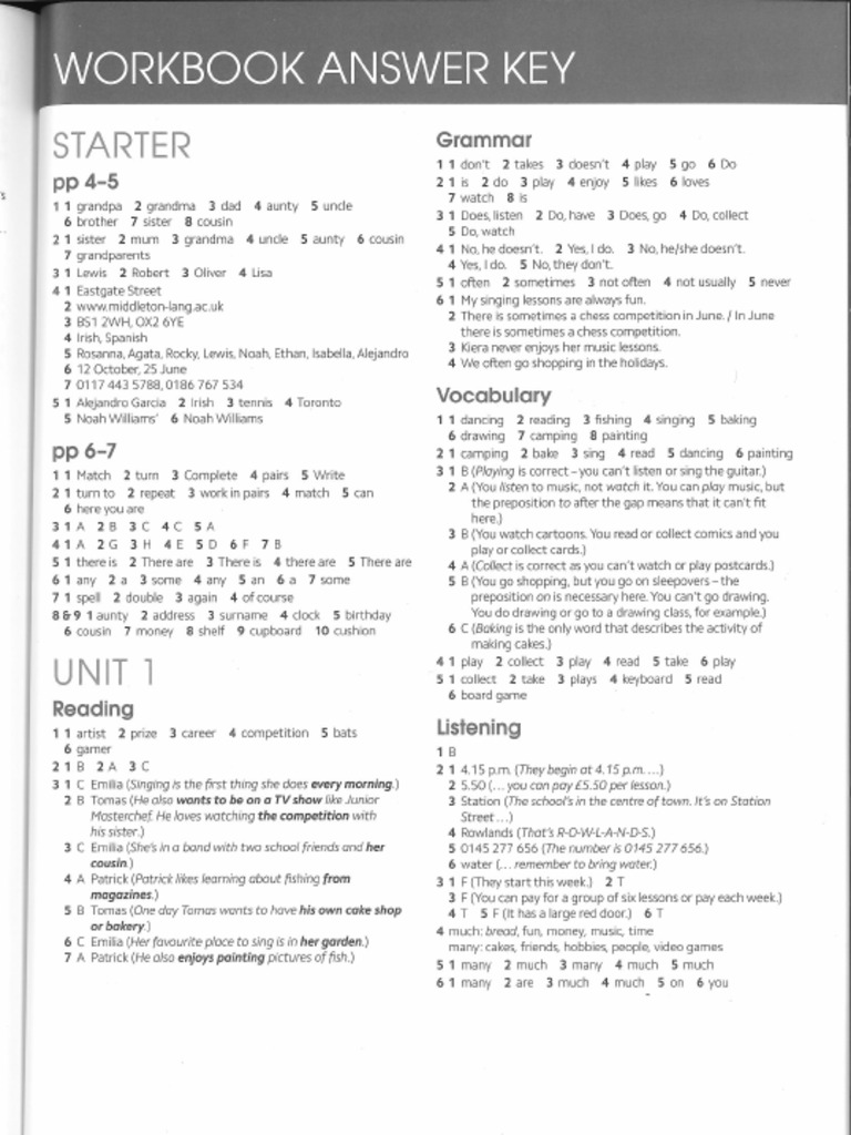 Gold Experience A2 WB Answers | PDF
