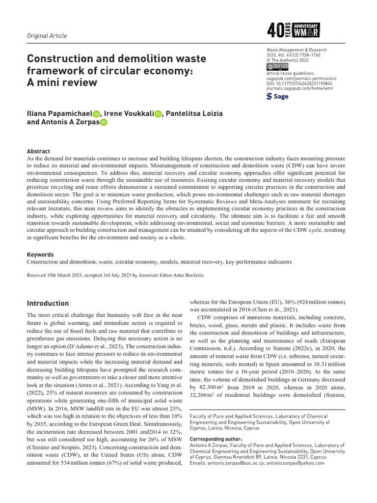 Construction and Demolition Waste | PDF | Concrete | Waste Management
