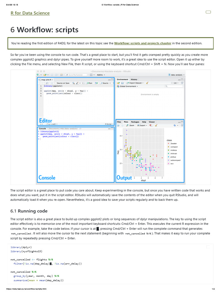 6 Workflow - Scripts - R For Data Science | PDF