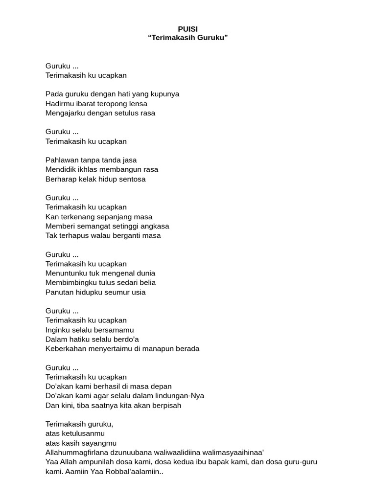 Puisi Terimakasih Guruku | PDF