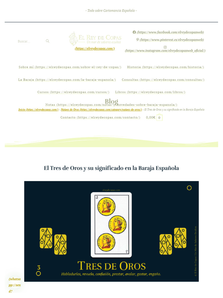 El Tres de Oros de La Baraja Española - El Rey de Copas | PDF | Jugando ...