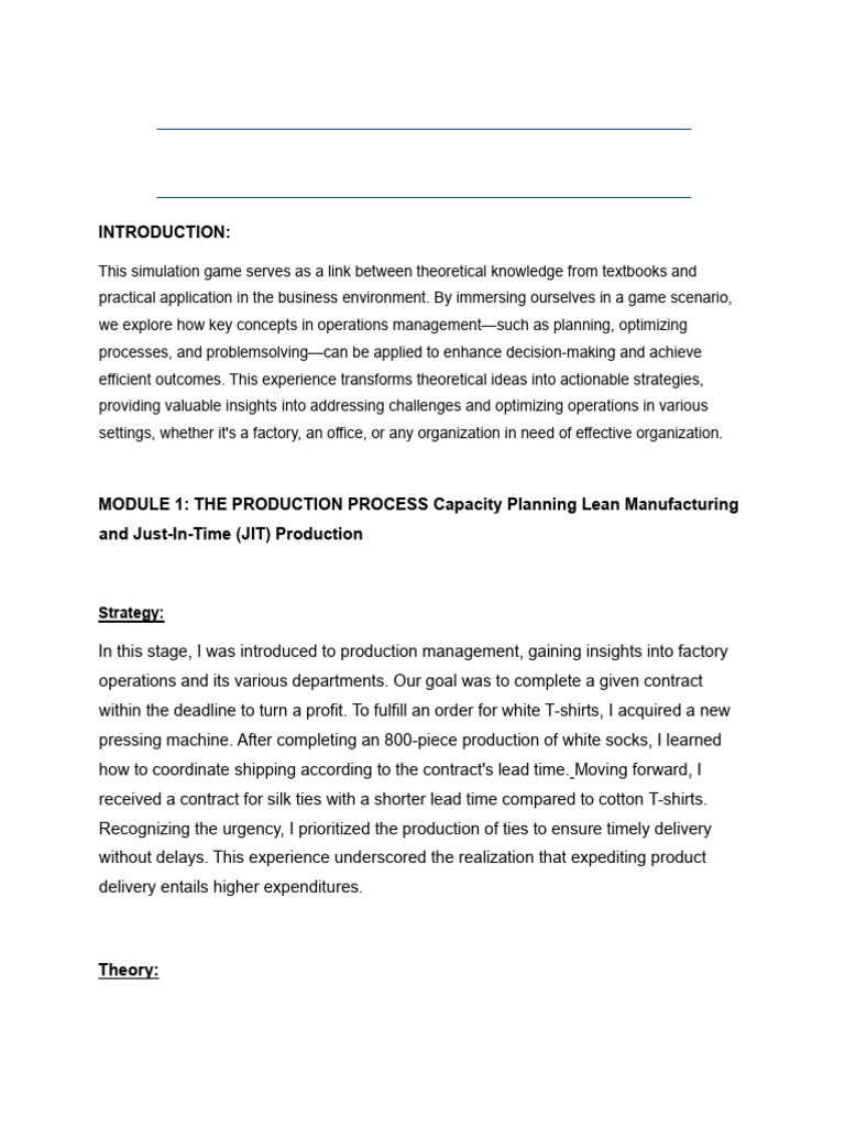 Operation Management Report-complete | PDF | Lean Manufacturing ...