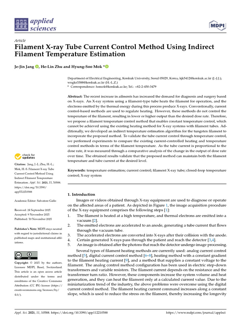 Filament X-Ray Tube Current Control Method Using Indirect Filament Temperature Estimation | PDF ...