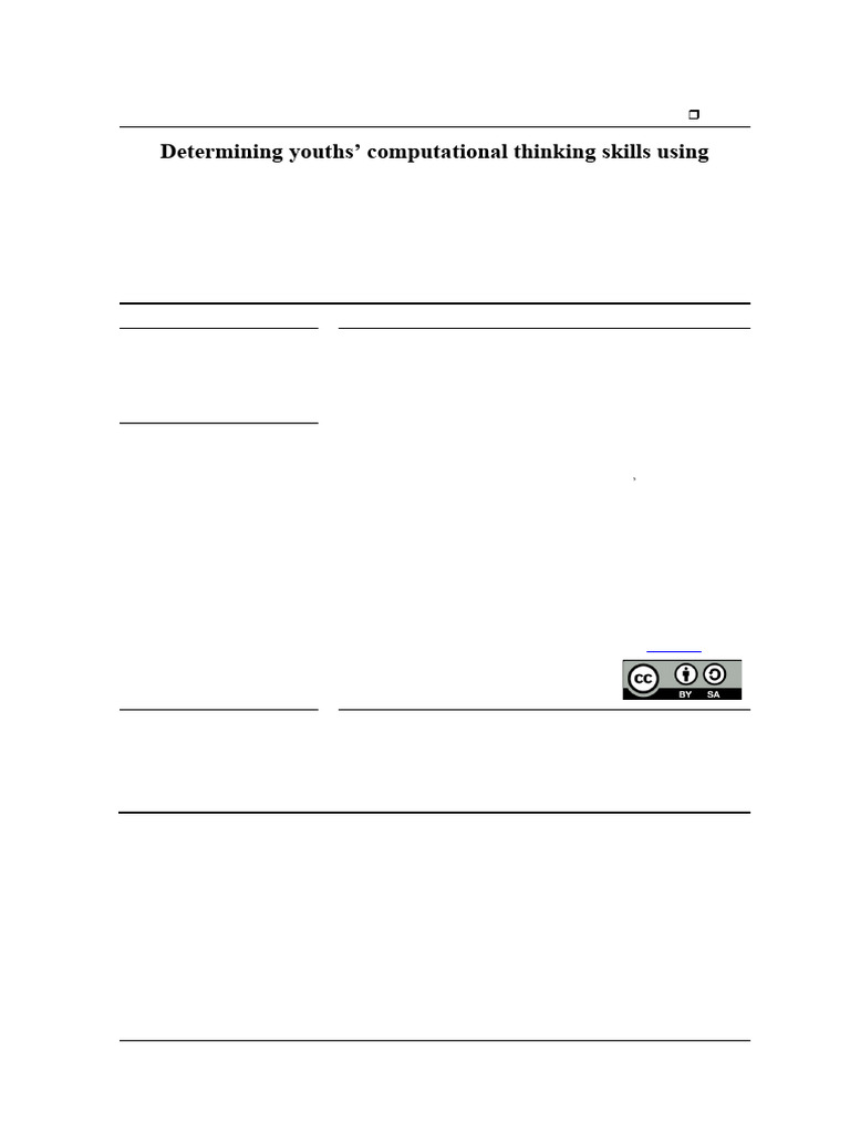 Determining youths’ computational thinking skills using confirmatory factor analysis | PDF ...
