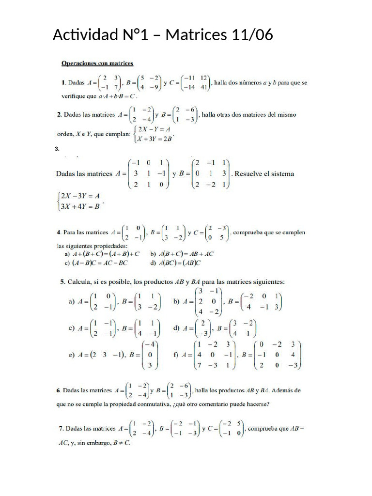 Operaciones Con Matrices | PDF