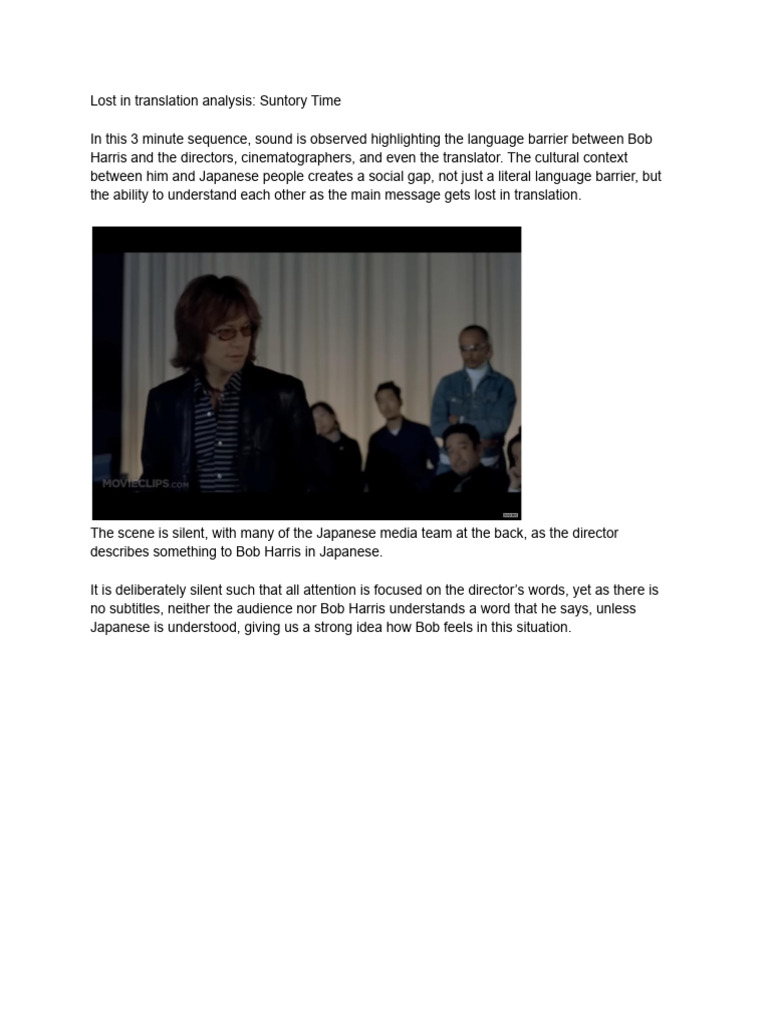 Lost in Translation Textual Analysis | PDF | Translations | Human ...
