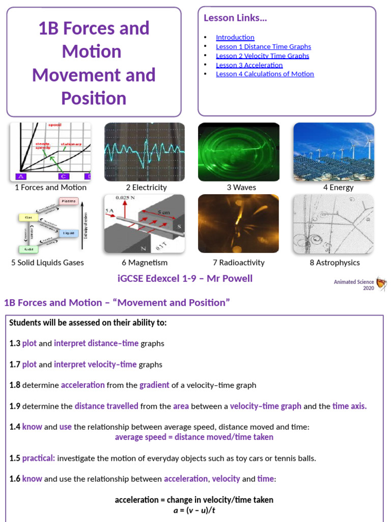 1 Force and Motion Part B Motion Lessons 1 to 4 | PDF | Speed | Velocity