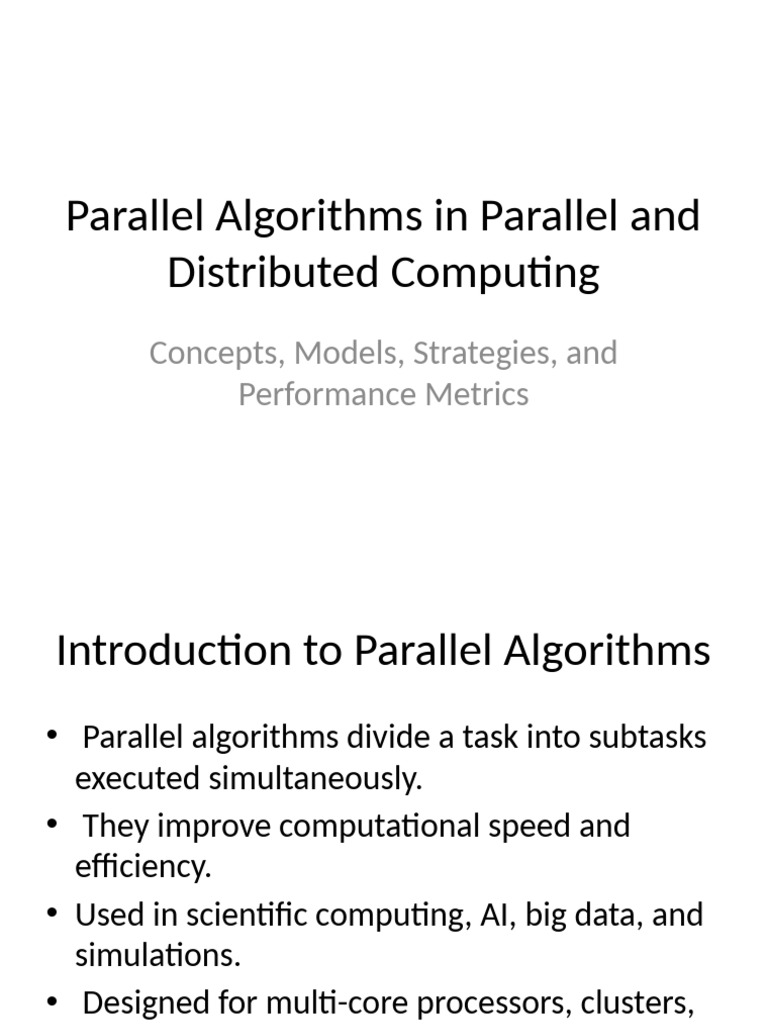 07 Parallel Algorithms in Parallel and Distributed Computing | PDF ... 07 Parallel Algorithms in Parallel and Distributed Computing | PDF ...