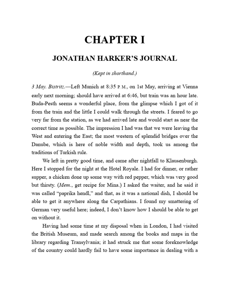 Dracula - (Chapter I. Jonathan Harker's Journal) | PDF | Count Dracula